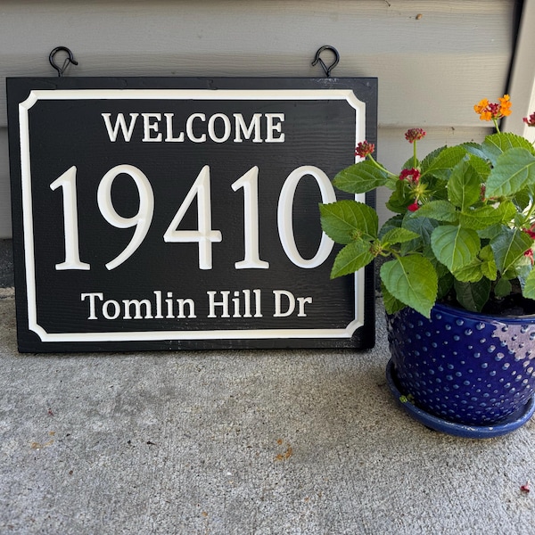 Oval Hanging House Number Sign, Signpost Sign, Wood Grain Address Sign ...