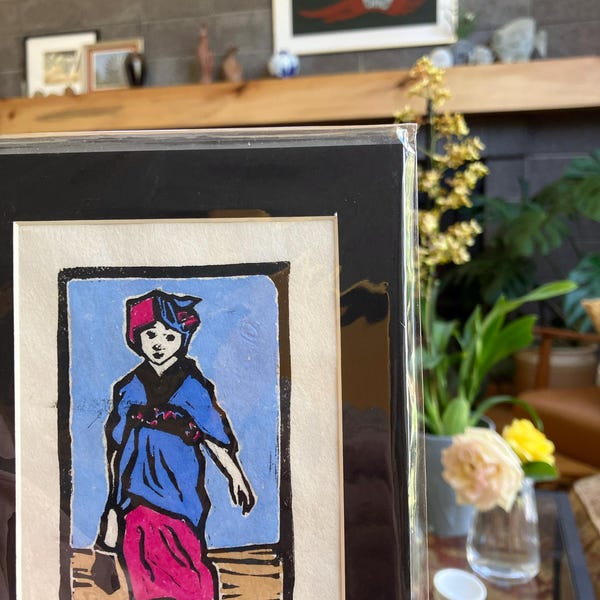 Blue Wren Wren, Original Linocut, Hand-pulled Print, Jenny Wren, Bird ...
