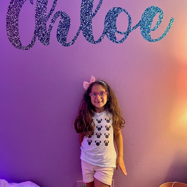 Girls Name Wall Decal Nursery Lettering Personalized Glitter Monogram ...