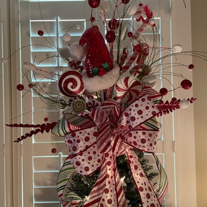 Christmas Tree Topper, Red White Green, Peppermint Candy Tree Topper ...