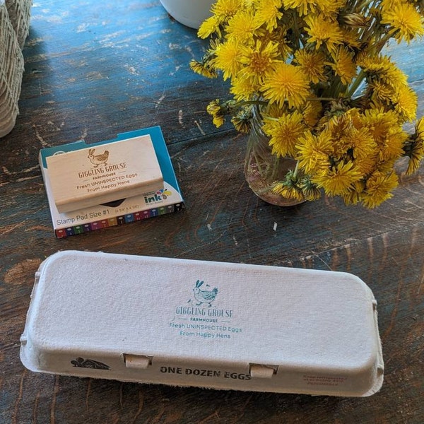 Custom Egg Carton Stamp | Engraved Farm Logo, Wood & Rubber - Etsy