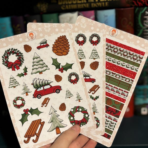 Christmas Festive Stickers Baubles Stars Winter Sticker Set Washi ...