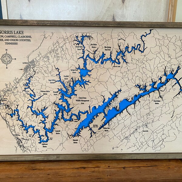 Norris Lake Wall Art - Custom Wood Map - 3D Wall Art - Norris Lake Wall ...