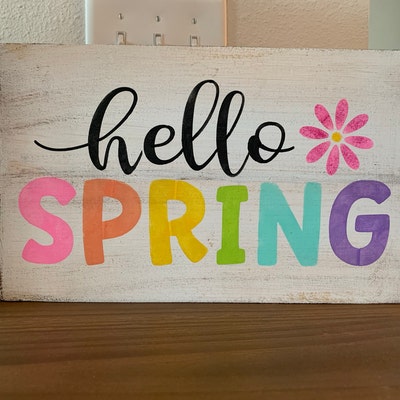 Spring Decor, Hello Spring, Wood Sign - Etsy