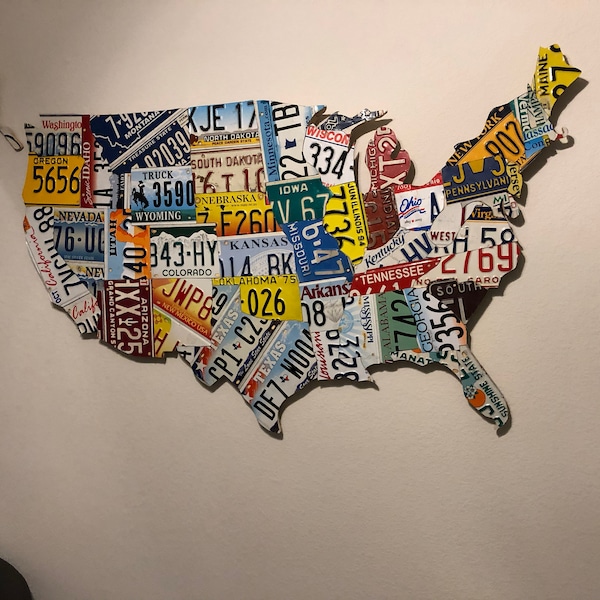 Cutout Hand Crafted License Plate Maps of the U.S.!!!! - Etsy