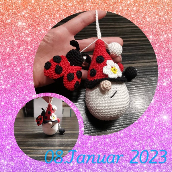 Crochet Ladybug Keychain Pattern, Crochet Patterns Gnome and Ladybug ...