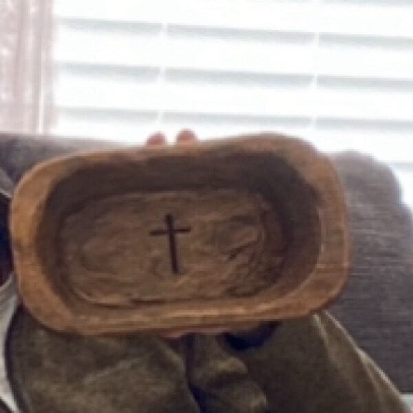 Hand Carved Wood Prayer Bowl With Cross and Scripture Cards - Etsy