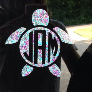Turtle Monogram Decal Monogram Decal for Car Monogram - Etsy