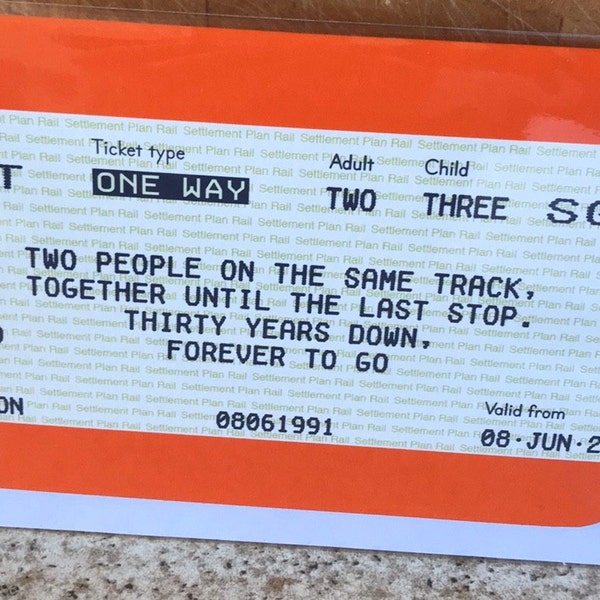 Personalised Train Ticket Anniversary Card, Custom Anniversary Card ...