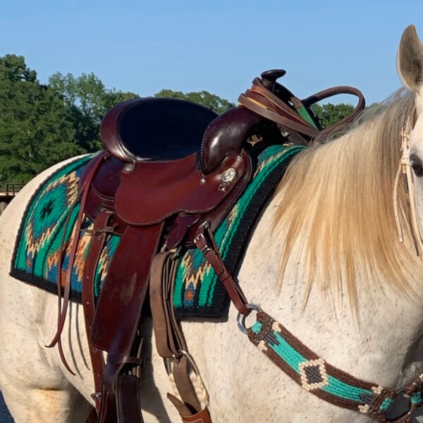 MADE TO ORDER Turquoise Lake Wool Saddle Blanket & Mohair Breast Collar ...