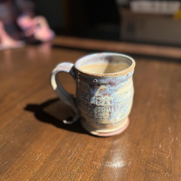 Handmade Swirly Turquoise Coffee Mug, Small Ceramic Cup, Rustic Wheel ...