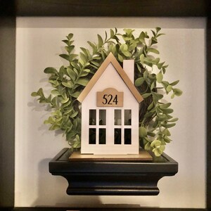 Personalized Shelf Decor Houses Standing Wood Houses Farmhouse Tiered ...