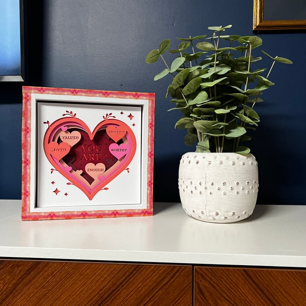 3D Heart of Love Shadow Box With Custom Words, Valentines Day Heart ...