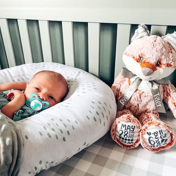 Fox Birth Stats Stuffed Animal, Personalized Plush Fox Birth ...