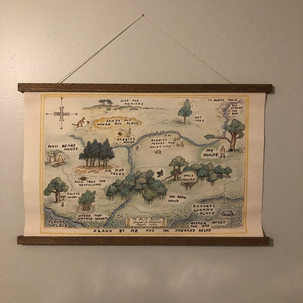 100 Acre Woods Map: Hanging Canvas Print, Nursery Wall Decor | 154 - Etsy