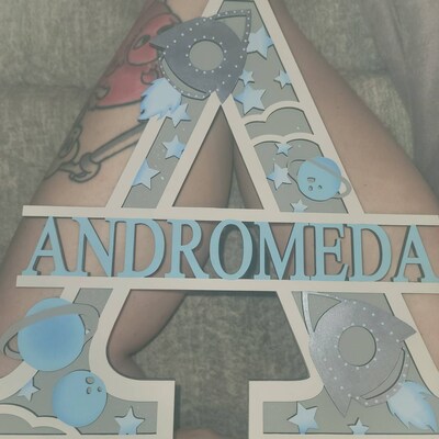 Space Rocket Letter Personalised Kids Nursery Wall Art Hand Painted Any ...