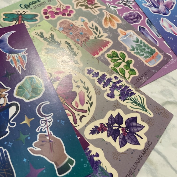 7 Stickers Set Magical Stickerpack Lunar Moon Cycle Witchy Stickers ...