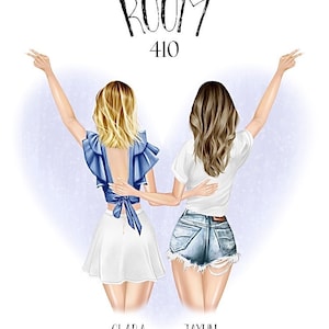 3 Best Friends Drawing Three Besties Print Friendship Poster 3 - Etsy