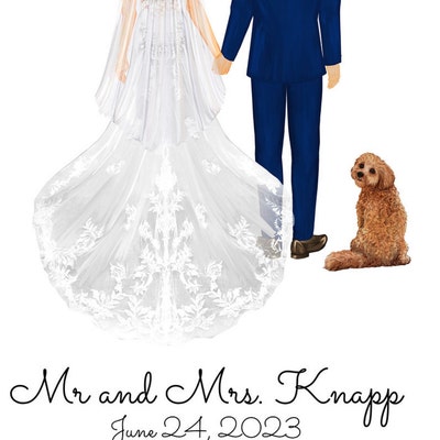 Personalized Bride and Groom Dog Portrait Art DIGITAL 2024 Custom ...