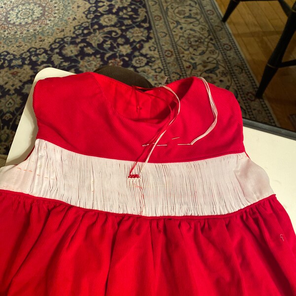READY TO SMOCK Pink Linen Yoke Dress, Vintage Tatting Collar, Size 1 - Etsy
