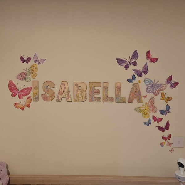 Personalised Ombré Floral Wooden Letters for Name Sign: Rainbow ...