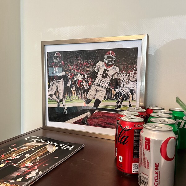 Collage of Georgia Football Player Coming Down the Tracks - Etsy