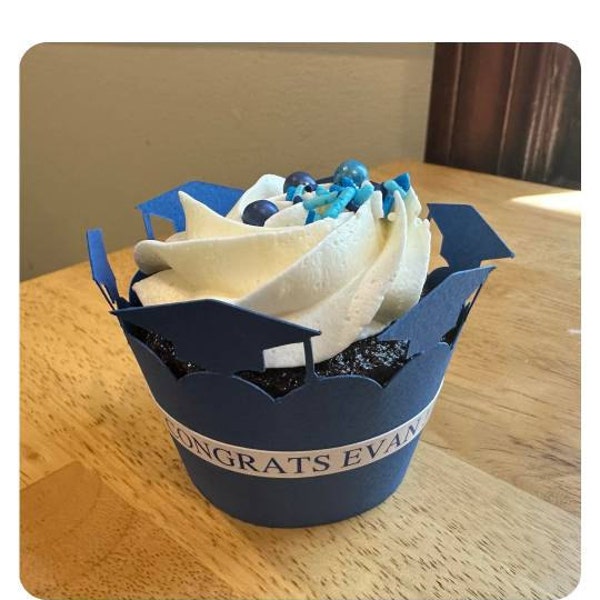 Graduation Cupcake Wrappers, Personalized Cupcake Liners, High School ...