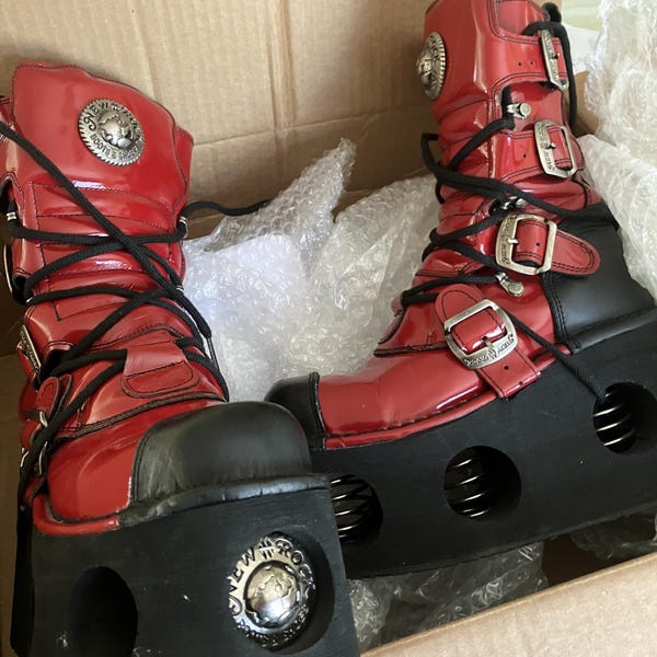 EU 40 / UK 7 White New Rock Tower Ankle Boots Kawaii Pastel Goth ...