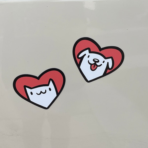 Cat Magnet | Heart Cats | Vinyl Magnet | Waterproof Car Magnet | Kawaii ...