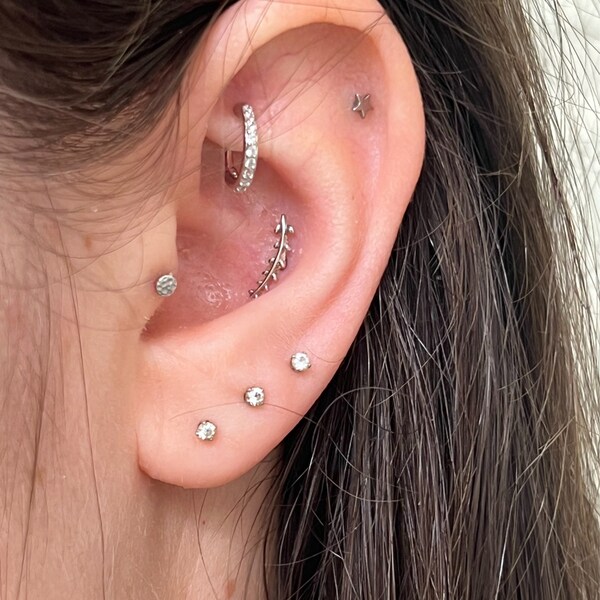 16G/18G/20G Paved Cartilage Conch Clicker Hoops • CZ Hinged Clicker ...