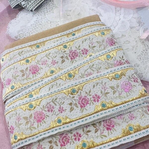 Vintage French Delicate Light Ivory Floral Bobbin Lace Trim 1 Yard Made ...