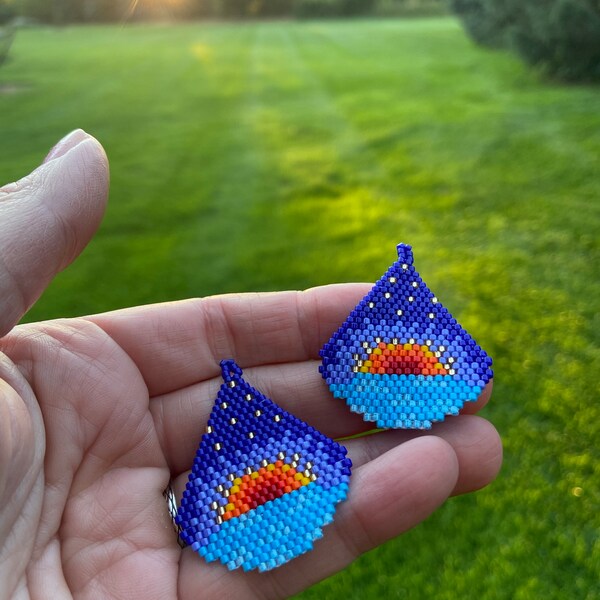 Ocean Sunset Beaded Earrings Pattern, Beading Pattern, Seed Bead ...