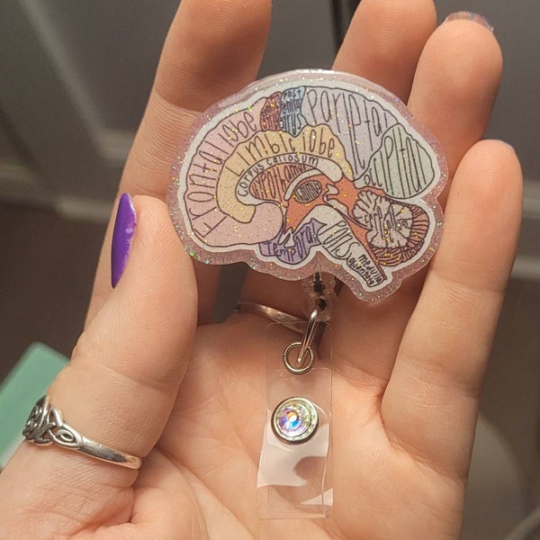 Anatomical Brain Badge Reel | Eeg Tech | Neurologist Badge | Neurology ...