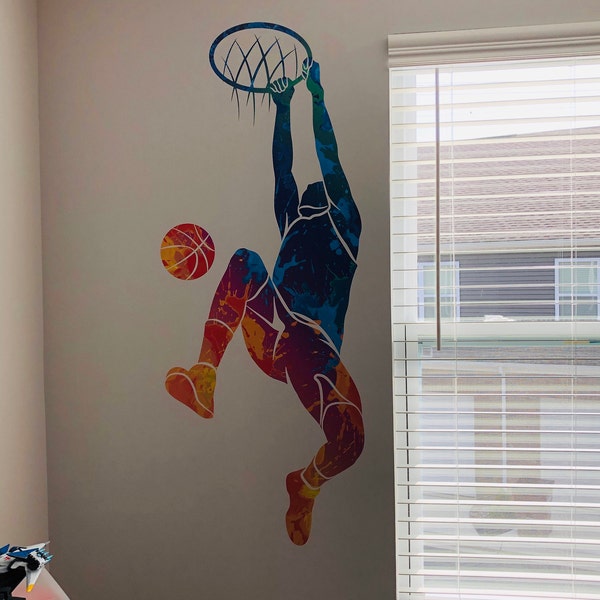 Basketball Player Wall Decal Sport Gym Abstract Colorful Baskeball ...