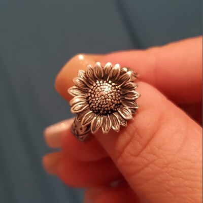 Sunflower Ring Sterling Silver Sunflower Ring With Flower Band - Etsy