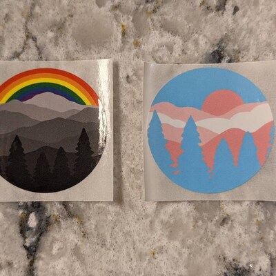Subtle Trans Flag Sticker Pride Sticker Mountain Sticker Laptop Sticker ...