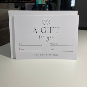 Personalised A6 Gift Vouchers A6 Gift Certificates Gift Vouchers Gift ...