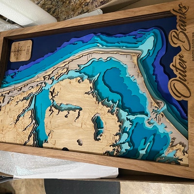 Outer Banks OBX Bathymetric Map Wooden 3D Map - Etsy