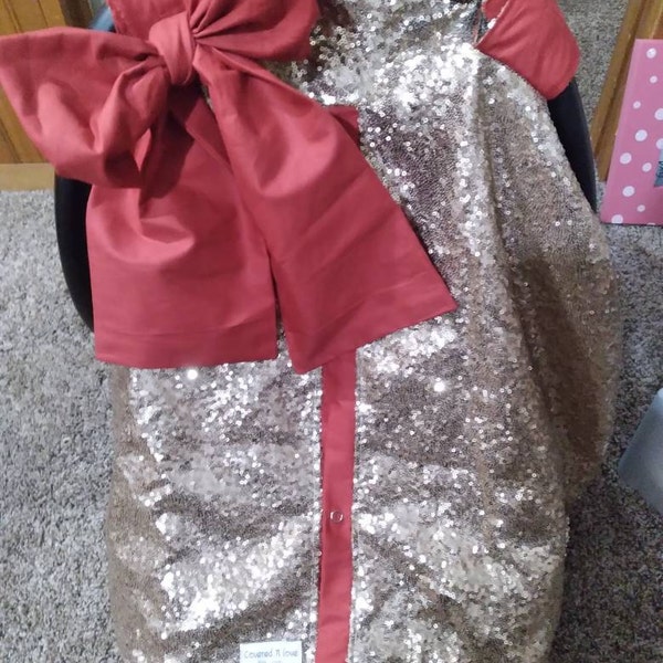 Sequin Car Seat Canopy With Bow and Name - Etsy