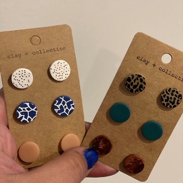 Handmade Clay Earrings | Mini Stud Packs | Clay + Collection - Etsy