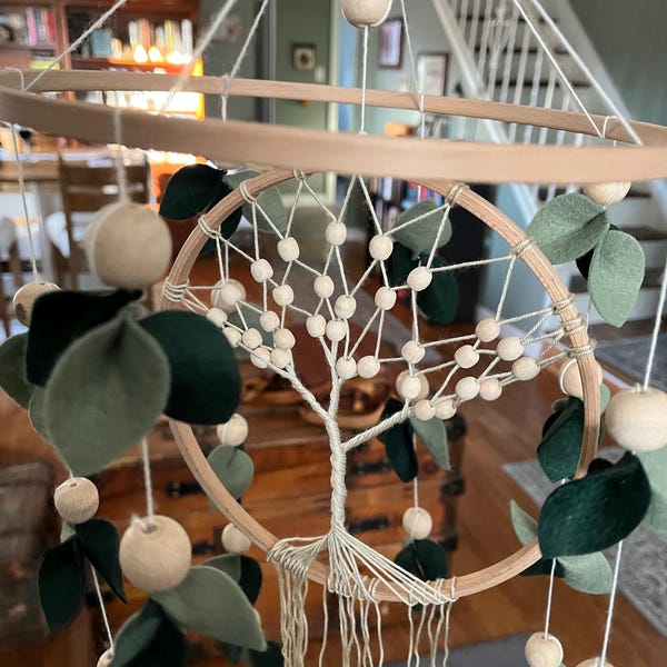 Baby Mobile Forest, Crib Mobile Tree and Leafs, Nursery Mobile Green ...