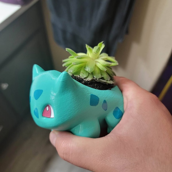 Painted Bulbasaur Planter With Live Succulent/cactus - Green/shiny ...