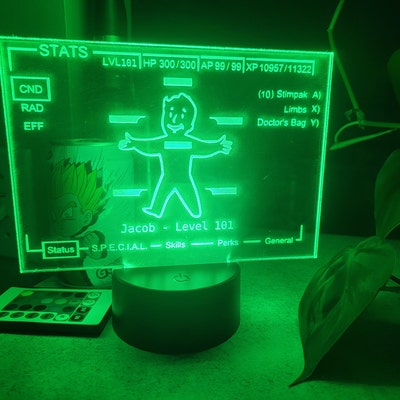 Custom Fallout Vault Girl Stat Screen Acrylic LED Light - Etsy