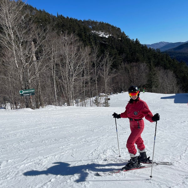 One Piece Red Ski Suit, Retro Snowsuit MEDIUM Size 80s Winter Overall ...