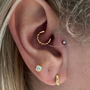 Tiny CZ Flower Huggie Hoop 6mm Hoop Tragus Hoop Rook Hoop - Etsy UK