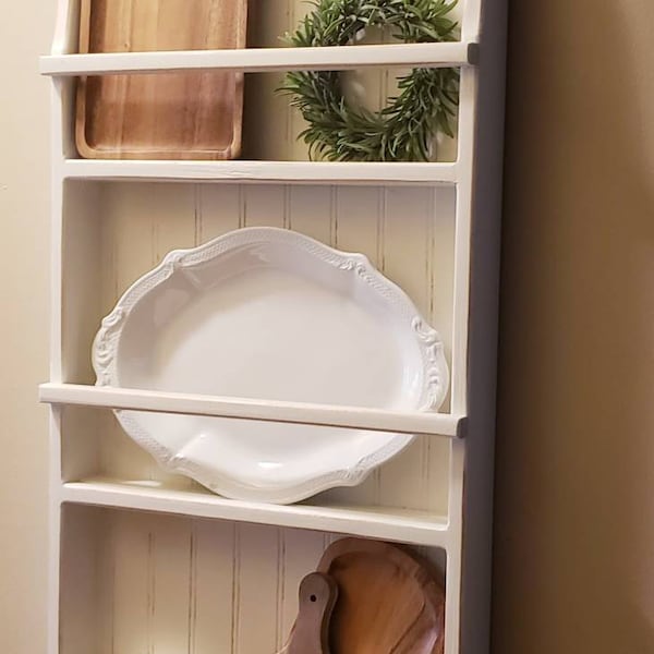 Hand Crafted Pine Plate Rack: Vintage Kitchen Display Shelf - Etsy