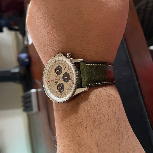 Dark Green Shell Cordovan (rally Strap) - Handmade Leather Watch Strap ...