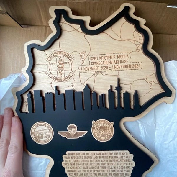 Custom Military Promotion Gift, PCS Plaque, State/country/base Going ...