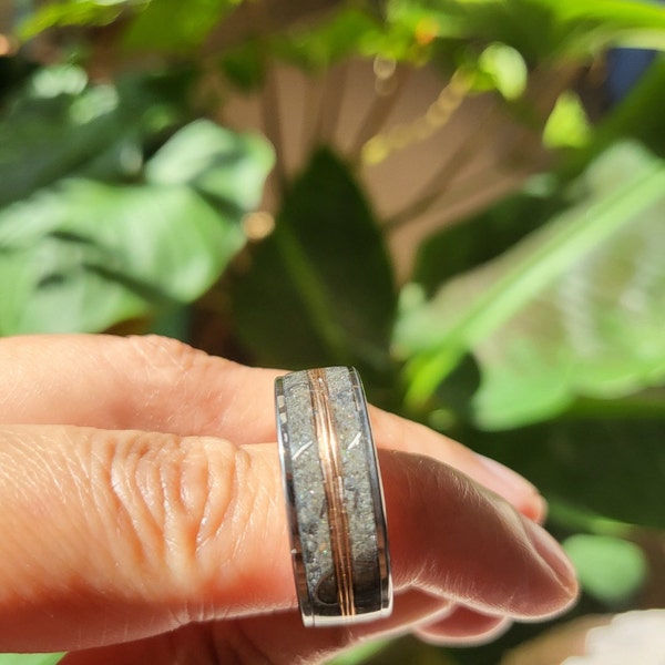 Muonionalusta Meteorite Shavings Tungsten Ring With Dichrolam Galaxy ...