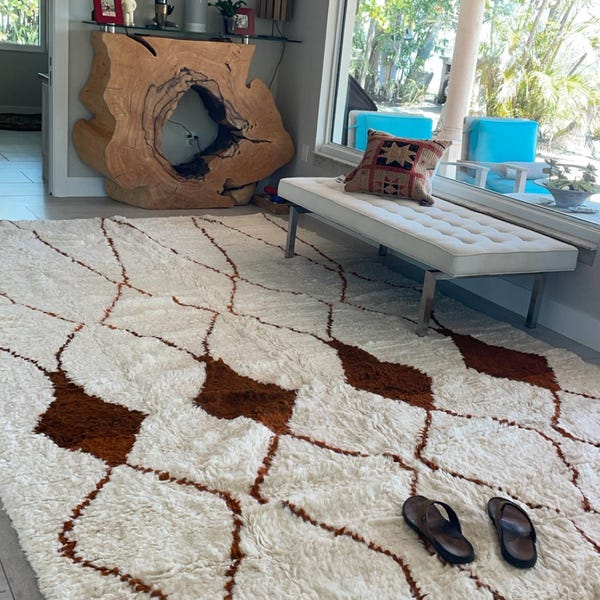 Large Red and White Checkered Rug, Moroccan Berber Checkered Rug ...